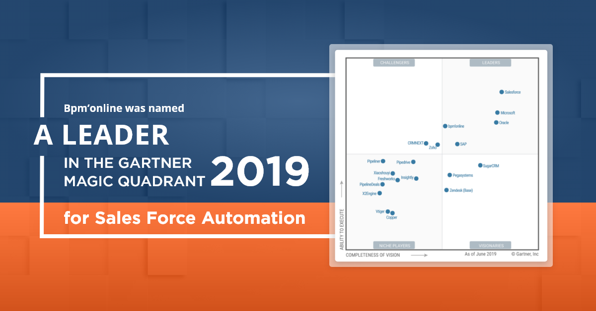 Creatio named a Leader in 2019 Gartner Magic Quadrant for Sales Force ...
