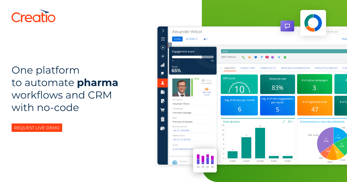 Pharma CRM & Workflow Automation Software with No-Code | Creatio