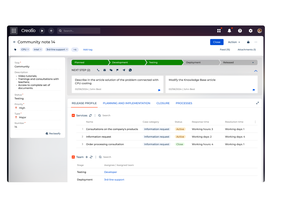 High tech CRM & Workflow automation software with no-code | Creatio