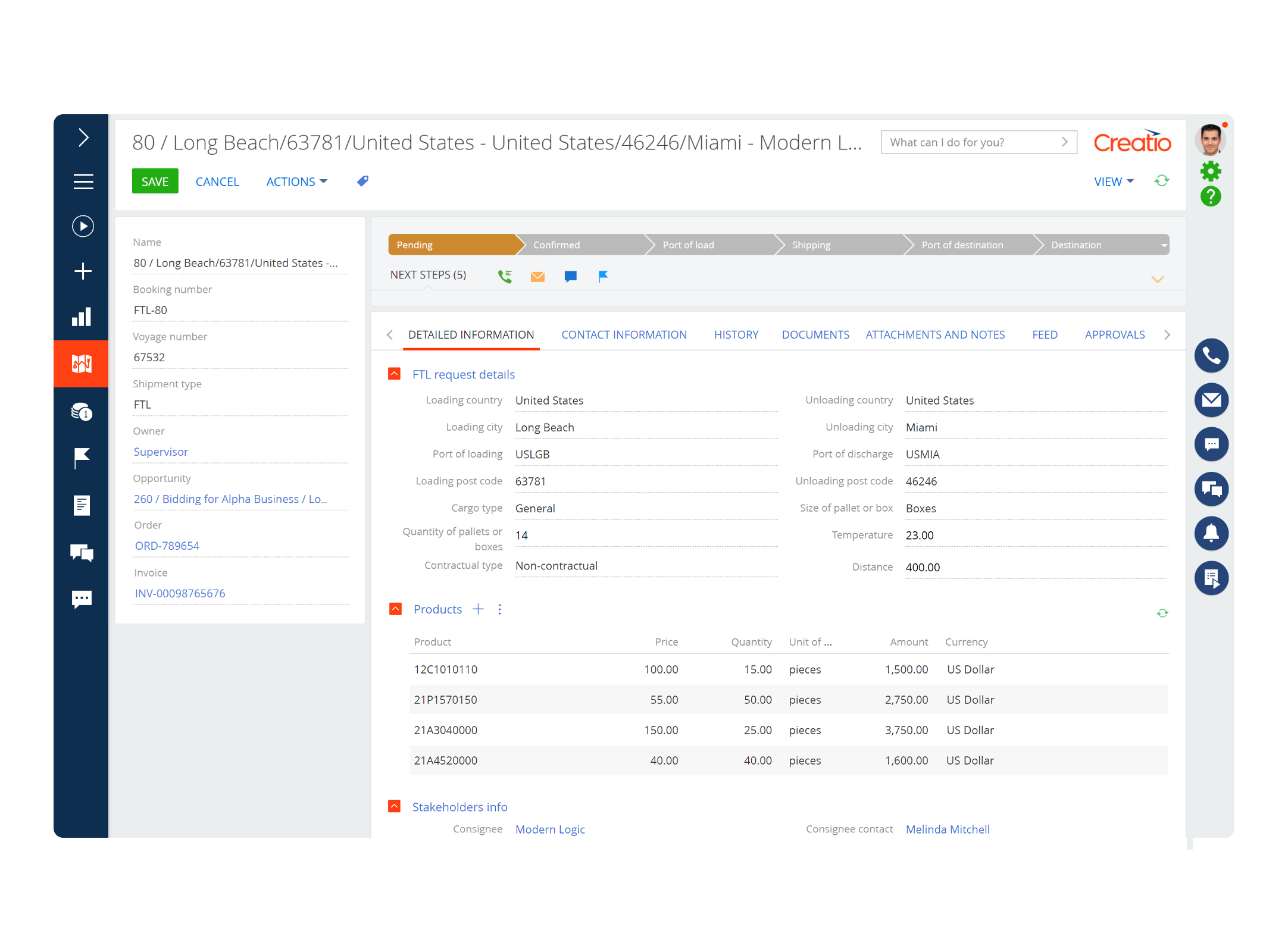 Crm And Workflow Automation Platform For Logistics And Transport Creatio