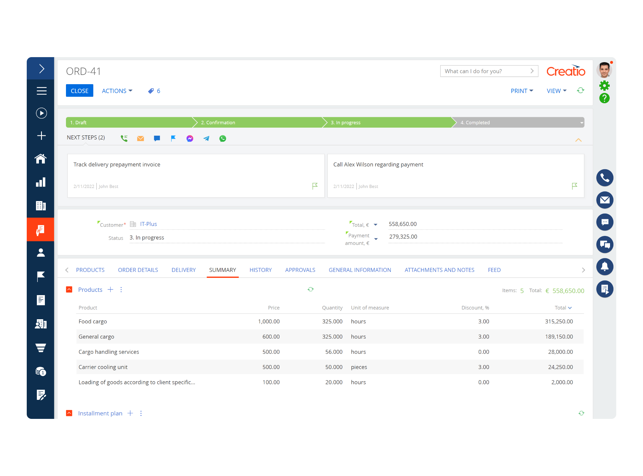 Crm And Workflow Automation Platform For Logistics And Transport Creatio